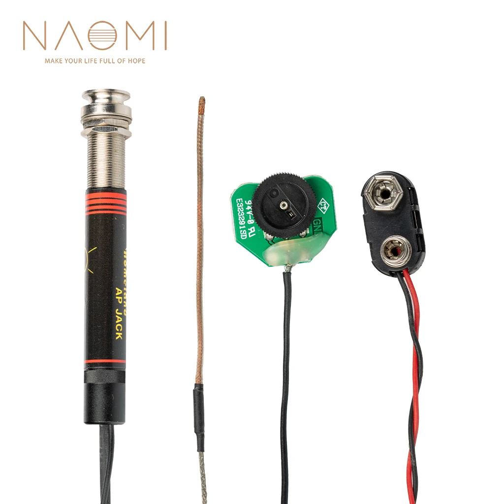 Naomi 국토 픽업 픽업 시스템 635mm 엔드 핀 잭 볼륨 컨트롤 어쿠스틱 기타 용 강력한 출력 프리 앰프 피에조 픽업