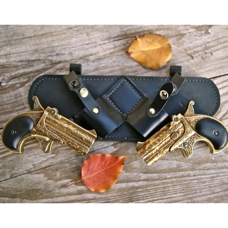 Steampunk-Gothic-Dual-Pistol-Holster-Leather-Double-Derringer-Holder ...