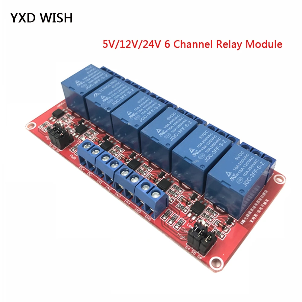 6 Channel Relay Module 5v 12v 24v High And Low Level Trigger Relay Control With Optocoupler 6 ...