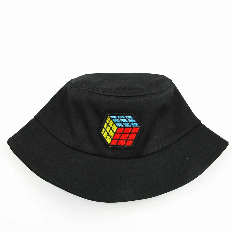 2021 Cube Embroidery Cotton Bucket Hat Fisherman Hat Outdoor Travel Hat ...