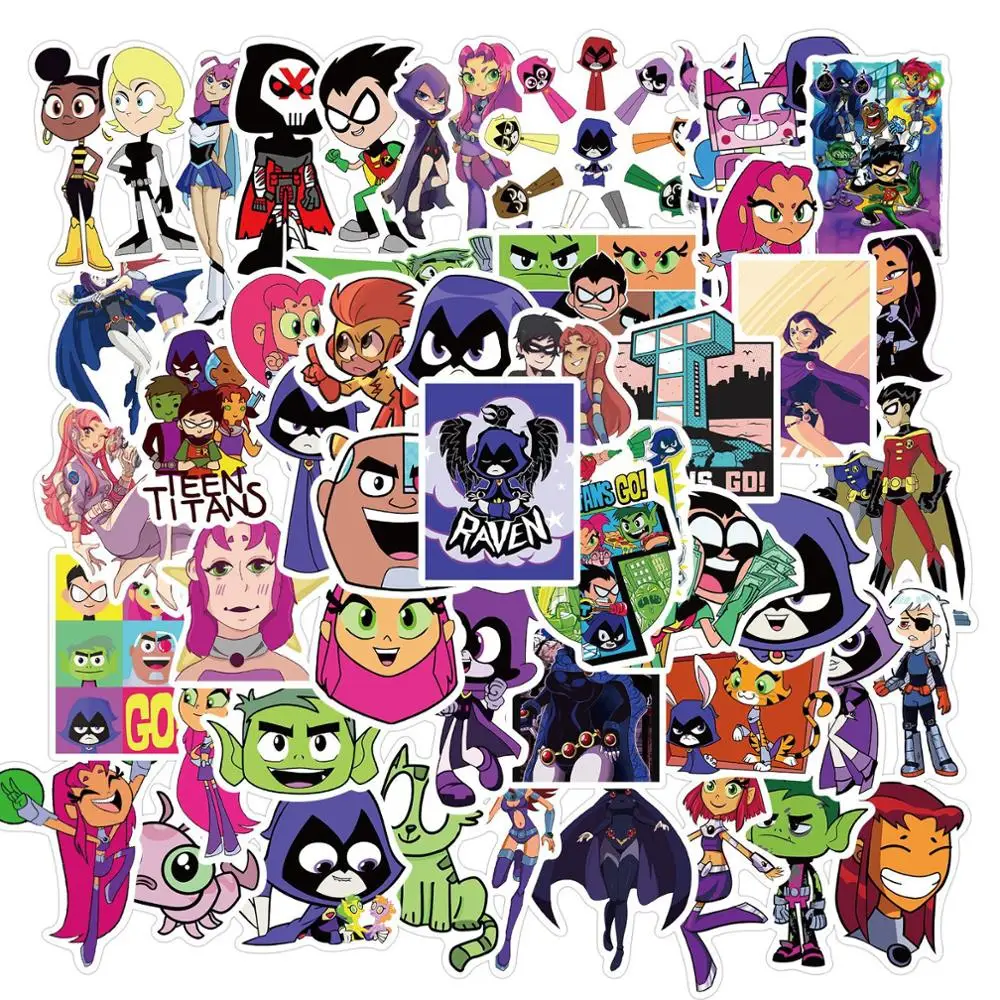 Drawing & Illustration Vinyl sticker set of 5 Teen Titans Sticker Pack ...