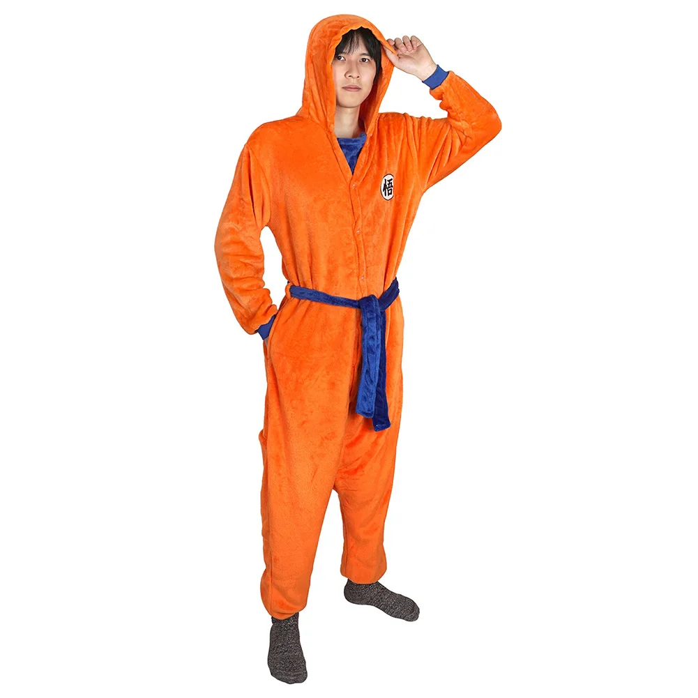 Anime Dragon Ball Son Goku Hooded Nightgown With Robe Cosplay Costume ...