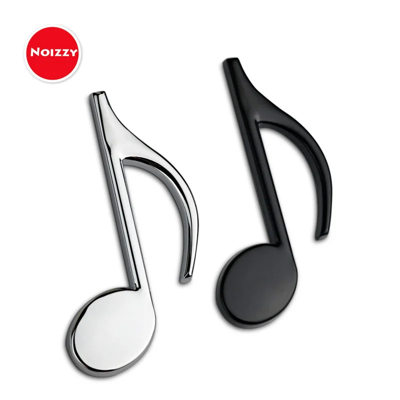 Noizzy-Musical-Note-3D-Metal-Car-Stickers-Black-Badge-Chrome-Emblem ...