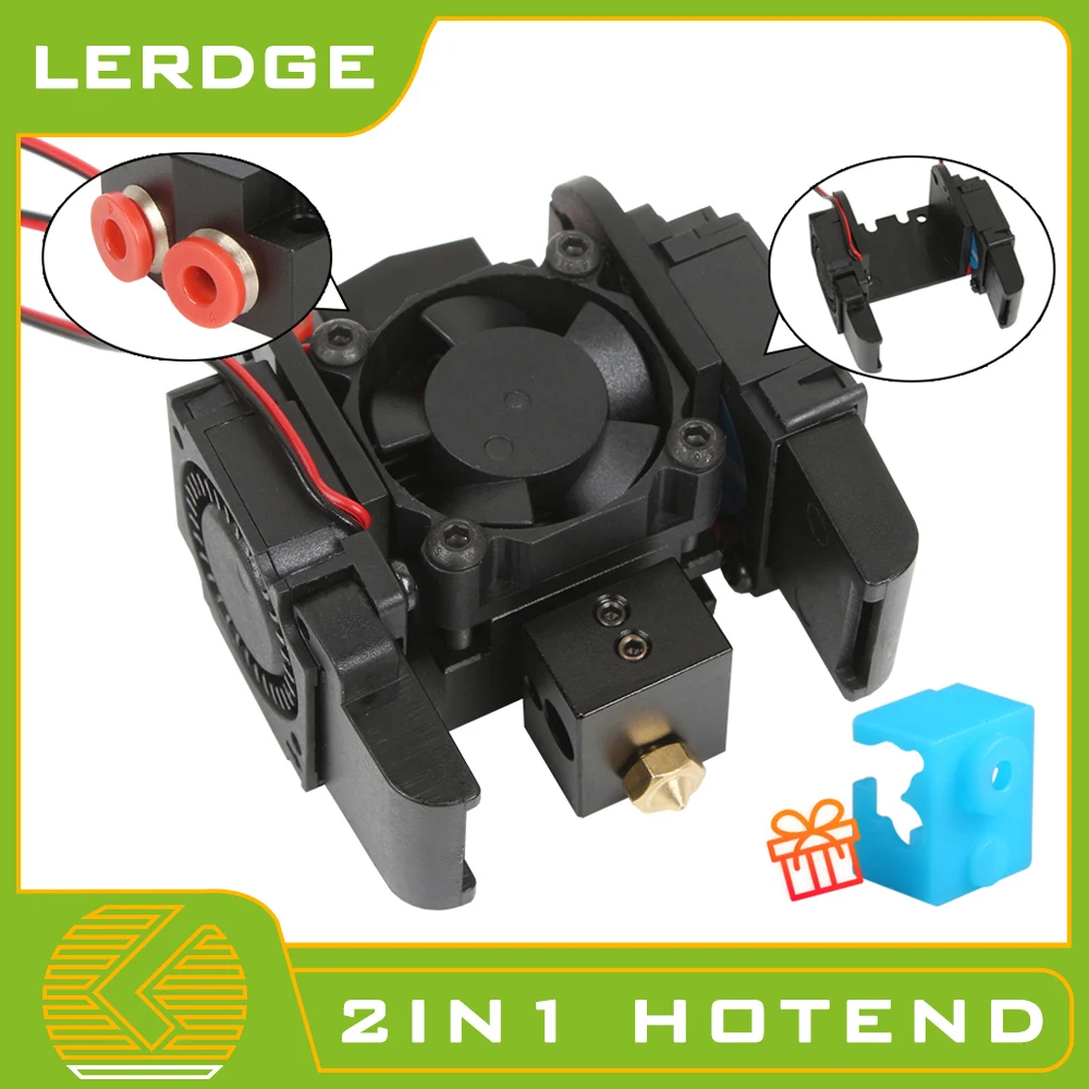 Lerdge Dual Extruder All Metal Hotend Volcano E3d V6 3d Priter Kit Fan ...