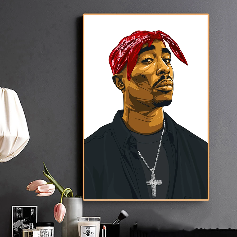 Hip hop rap cantor figura pintura da lona tupac shakur 2pac arte da ...