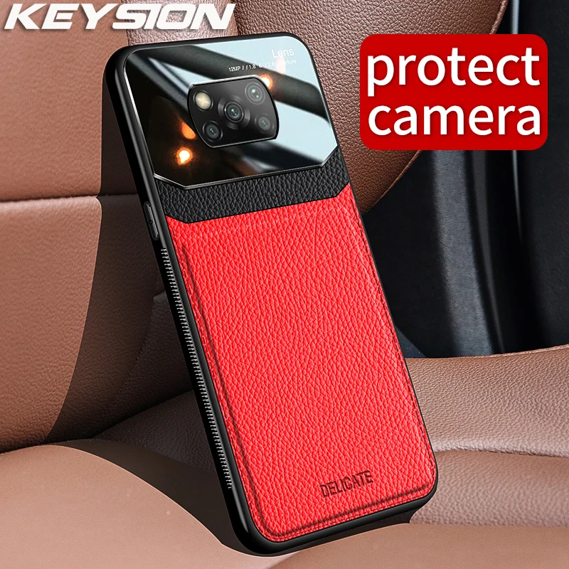 KEYSION Shockproof Case for Xiaomi POCO X3 NFC X3 Pro F3 5G Leather ...