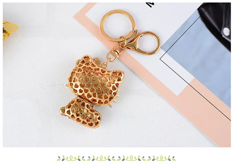 Rhinestone Hello Kitty Cat Cartoon Style Keyring - KawaiiMerch.com