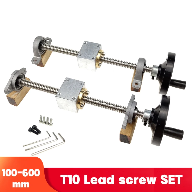 handwheel lead guide rail screw T10 lead screw 10mm 250 300 400 500mm ...