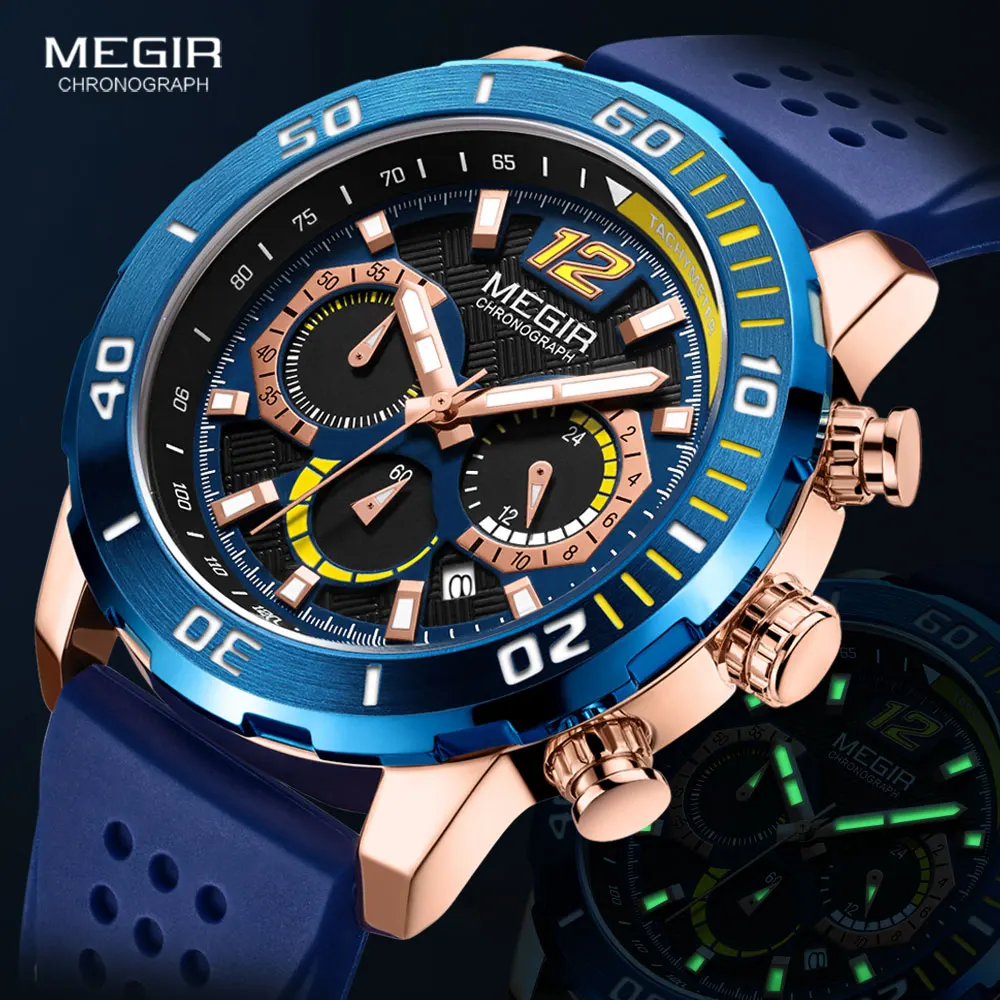 Megir Sport Watches For Men Luxury Chronograph Quartz Watch Man Top ...