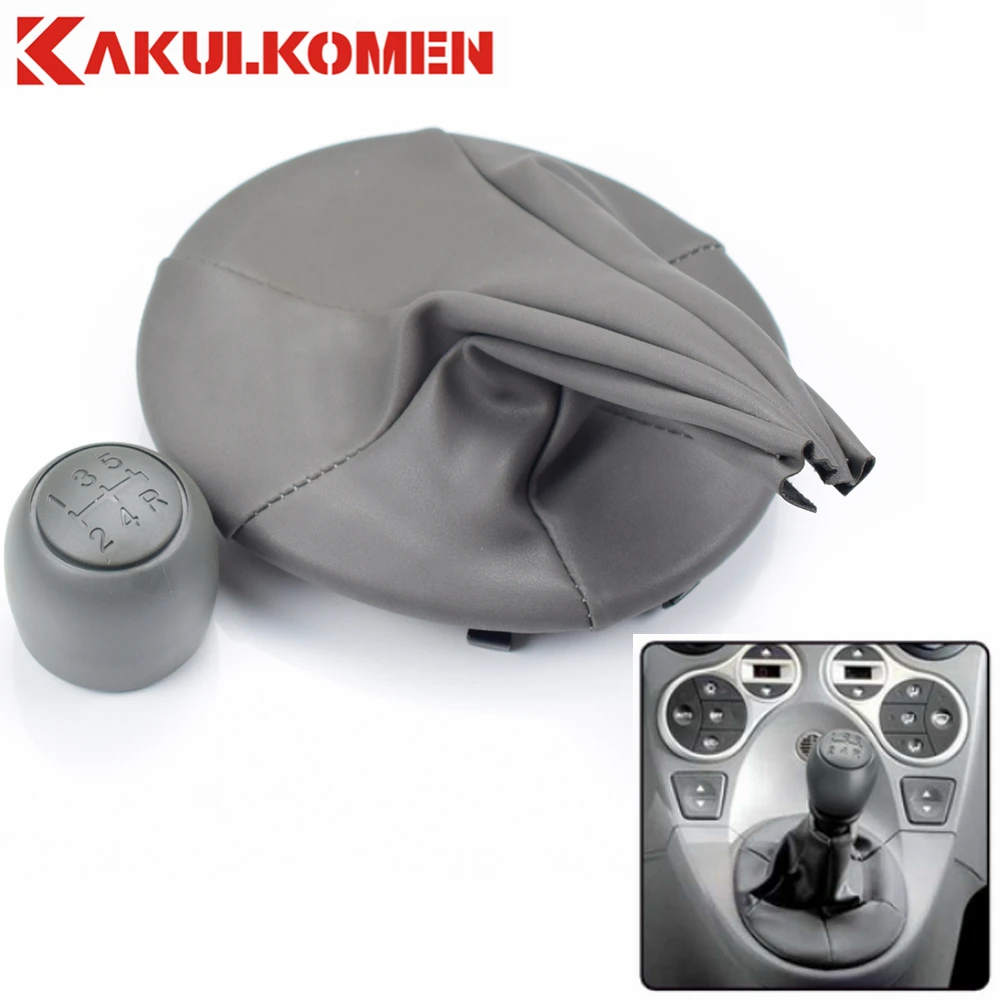 Black-Grey-5-Speed-Gear-Shift-Shifter-Knob-Ball-With-Leather-Gaiter ...