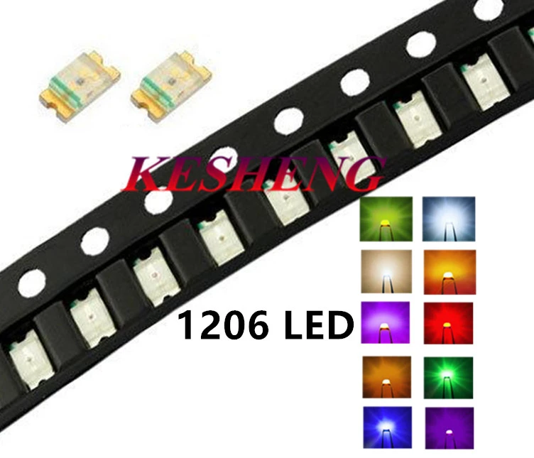 3216 1206 SMD LED 슈퍼 브라이트, 레드, 그린, 블루, 옐로우, 화이트, RGB, 아이스 블루, UV 워터 클리어 ...