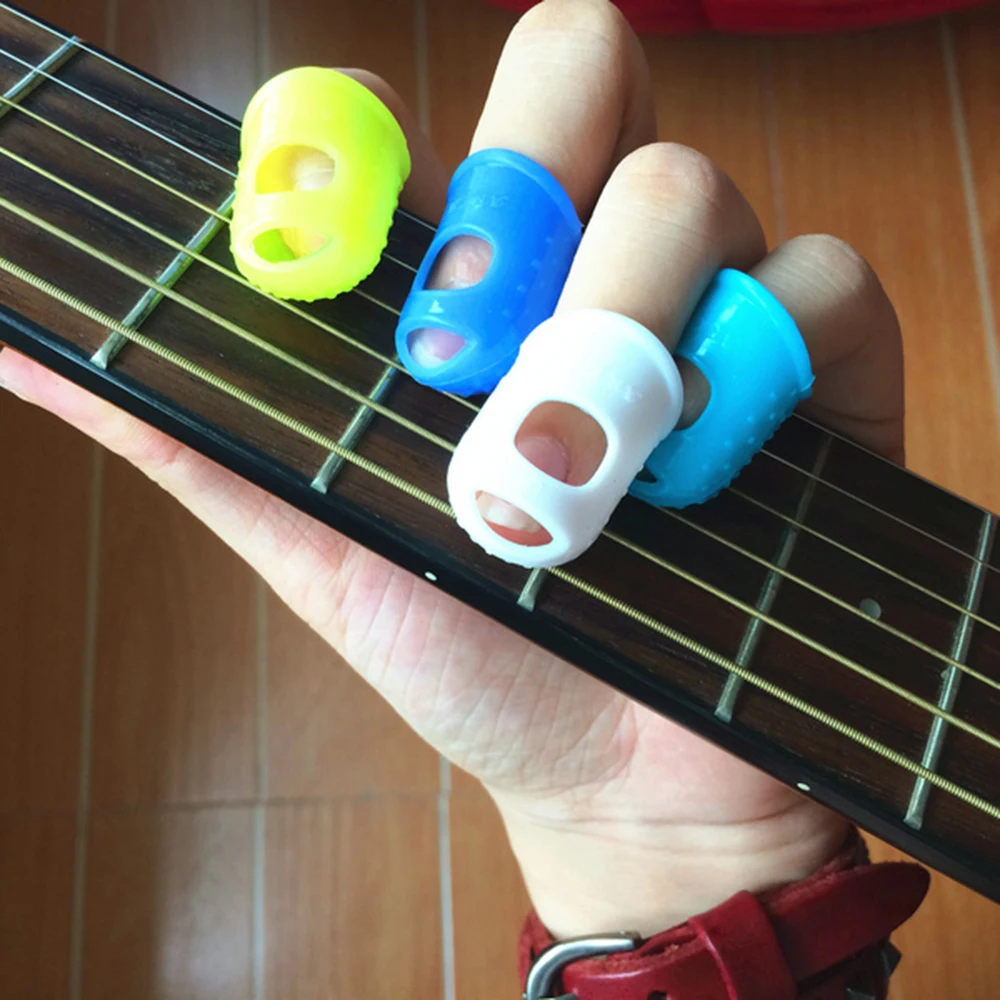 4pcs/set Wearable Celluloid Silica Gel Guitar Fingertip Protectors ...