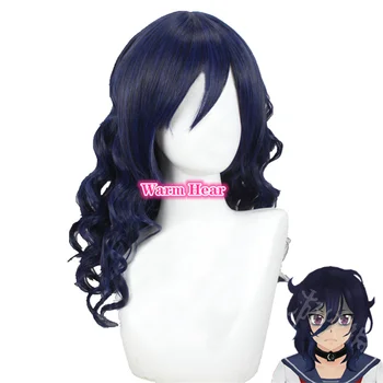 Game Yandere Simulator Oka Ruto 40cm Long Blue Black Curly Wavy Cosplay ...