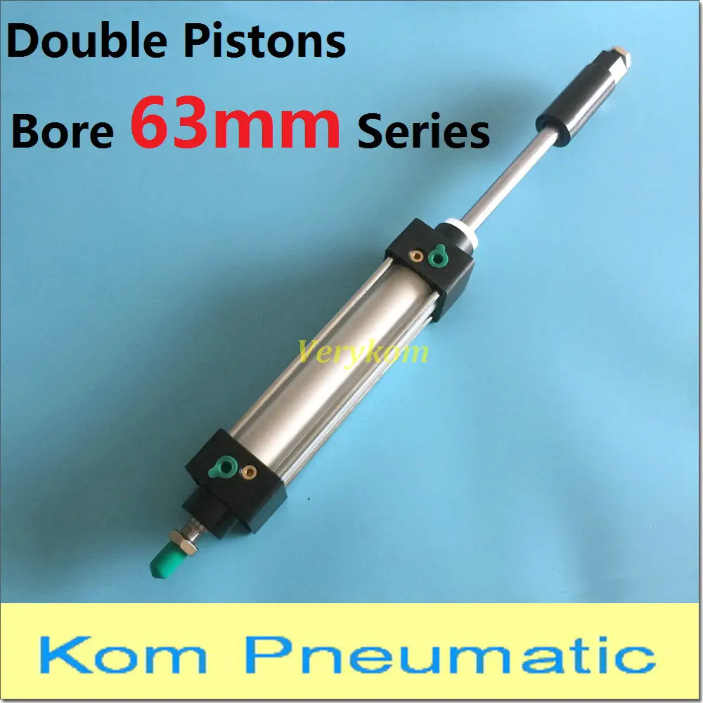 Cilindro de aire SCJ, neumático estándar, doble varilla, reinicio, pistones ajustables SCJ63 ...