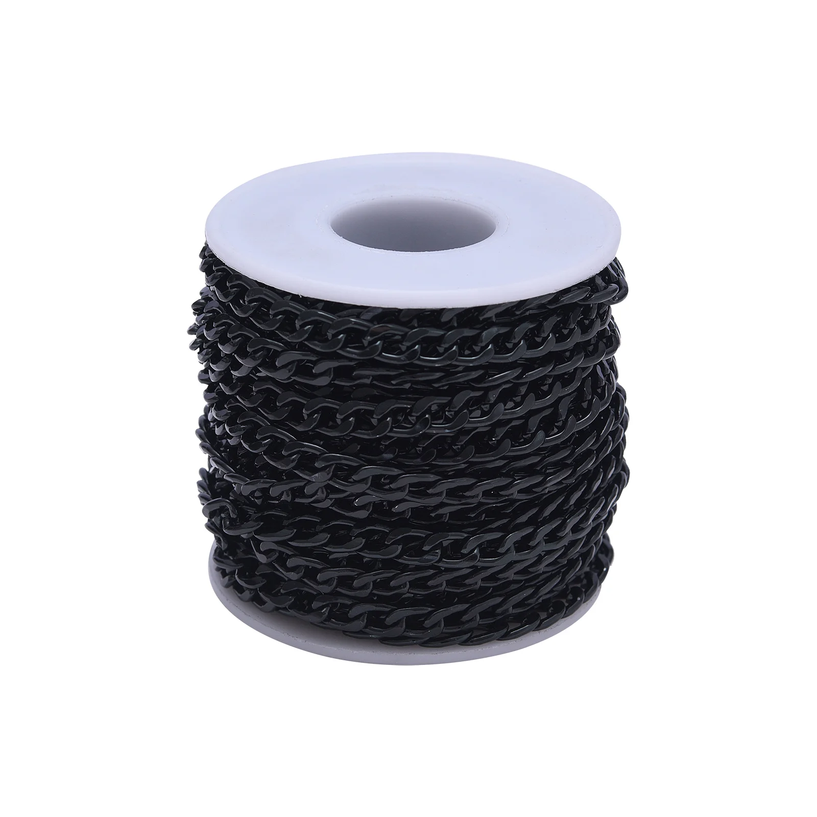 10m Metal Black Chain Unwelded Aluminum Twisted Chains Oval Shape Curb ...