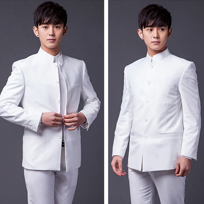 Chinese Collar Suit White