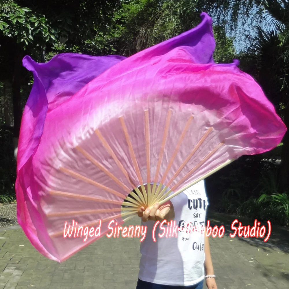 1pc right hand light pink pink purple 38cm bamboo+60cm silk Chinese ...