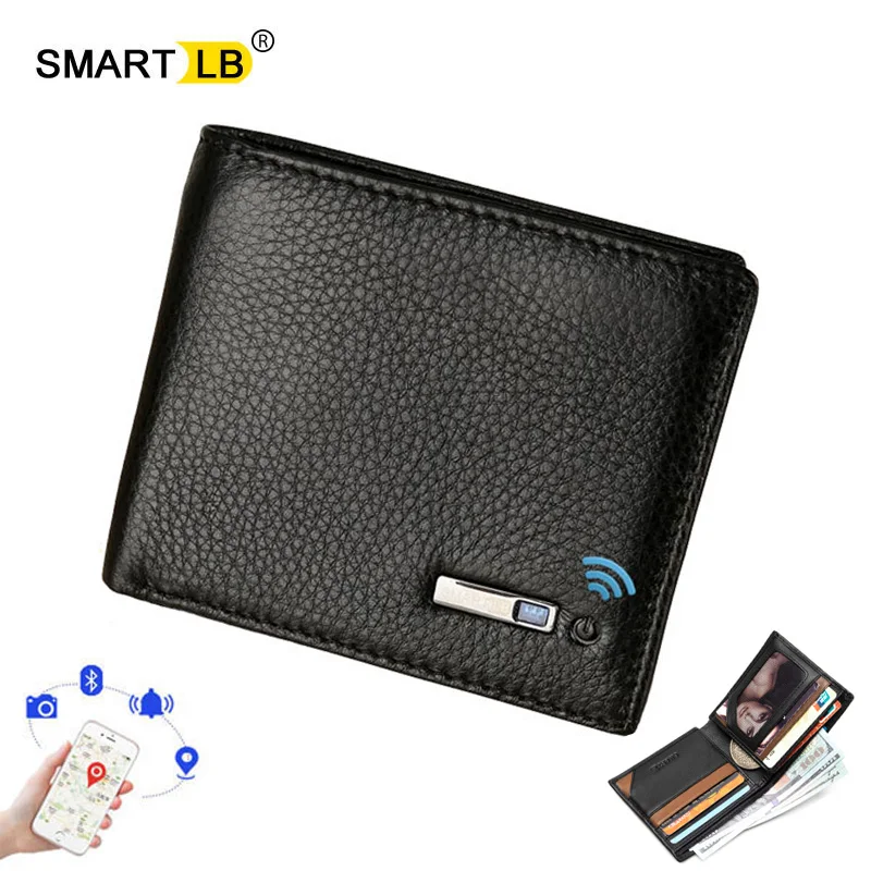 Smart Wallet Bluetooth Anti lost Genuine Leather Men wallets Soft ...