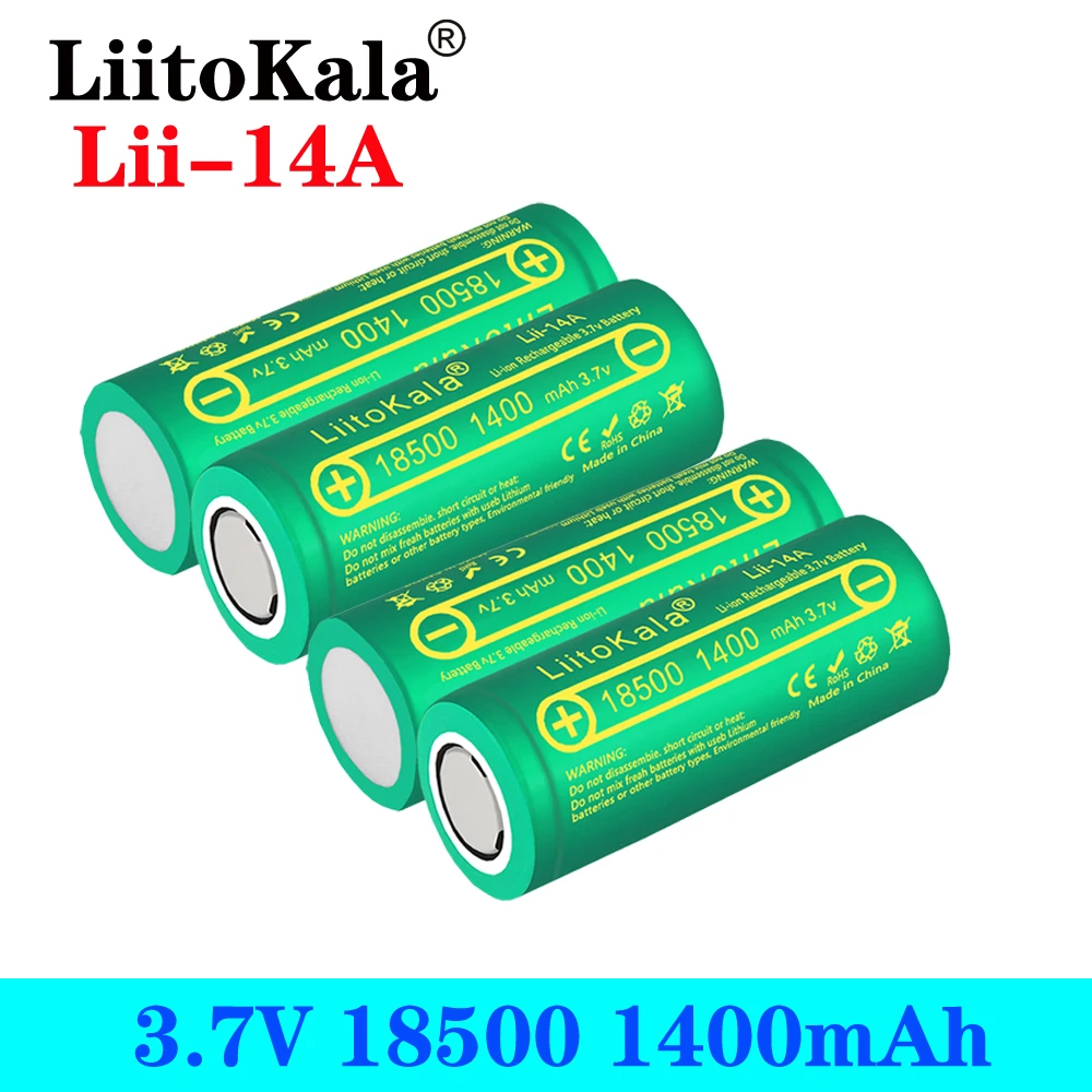 LiitoKala Lii 14A 18500 1400mAh 3.7V 18500 Battery Rechargeable Battery ...