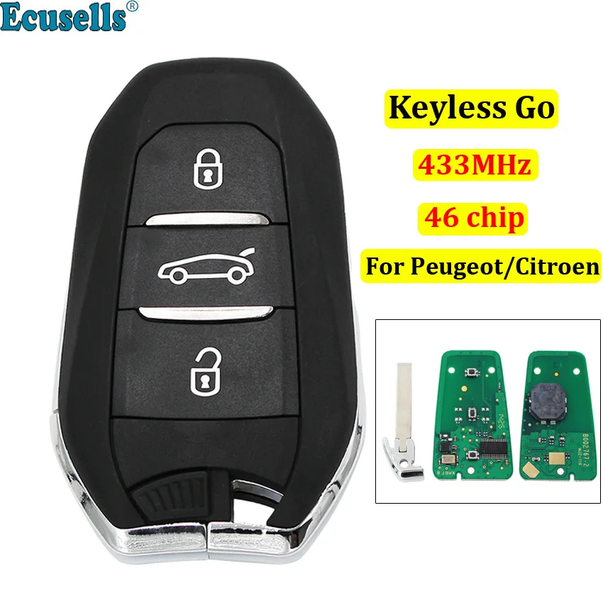 Ds Smart Keyless Go Remote Key 3 Buttons 433mhz Pcf7945 46 Chip For ...
