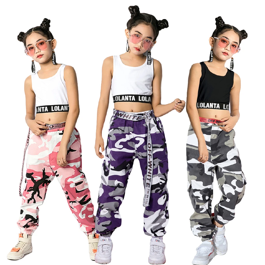 Girls Hip Hop Street Dance Solo Clothes Cropped Tank Top/Camouflage ...