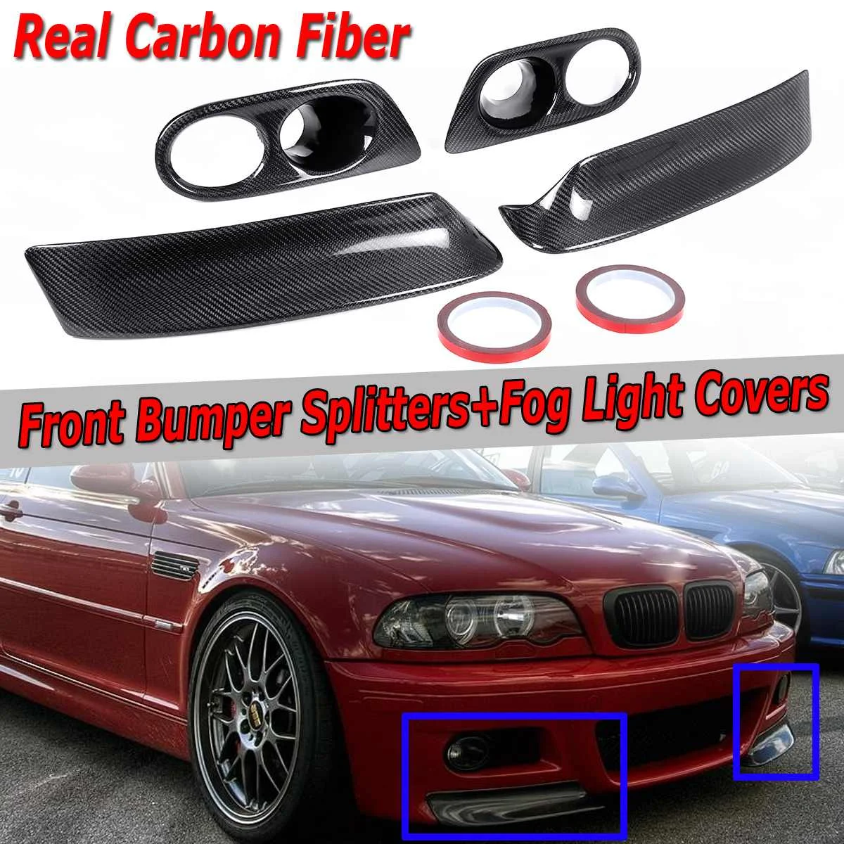 CSL Style A Pair Real Carbon Fiber Car Front Bumper Splitters Lip CSL Style A Pair Real Carbon Fiber Car Front Bumper Splitters Lip
