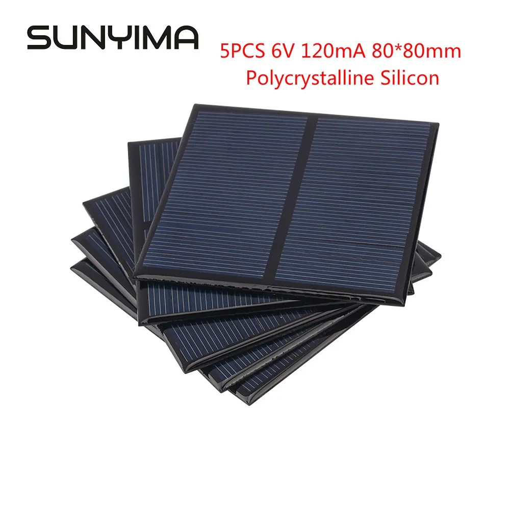 SUNYIMA-5PCS-6V-150mA-80-80mm-Solar-Panels-Polycrystalline-Silicon ...