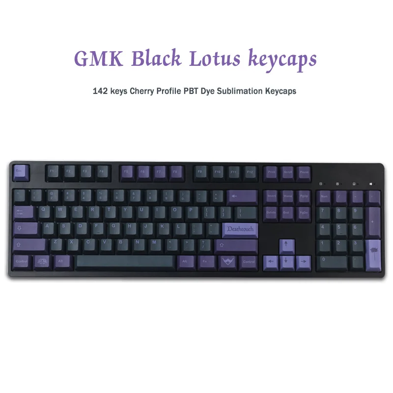 142-Keys-GMK-Black-Lotus-Keycaps-Cherry-profile-PBT-Dye-Sublimation ...