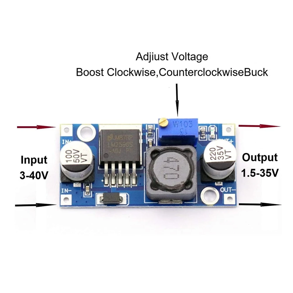 Módulo de fuente de alimentación DC-DC LM2596s, reductor ajustable 3A, regulador de voltaje ...