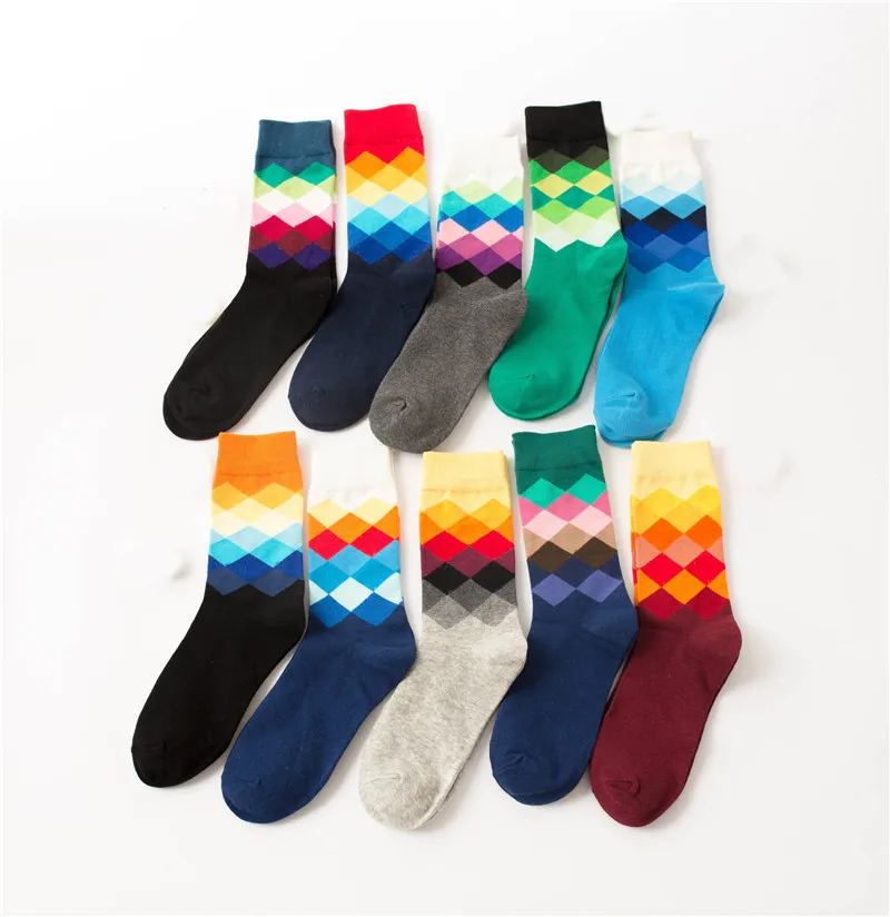 10-Pairs-of-Socks-Gulf-Love-Cross-border-Exclusive-Color-Diamond-Socks ...