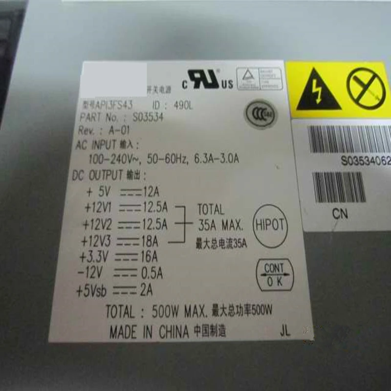 Original PSU For Acbel 1U 500W Switching Power Supply API3FS43 ...