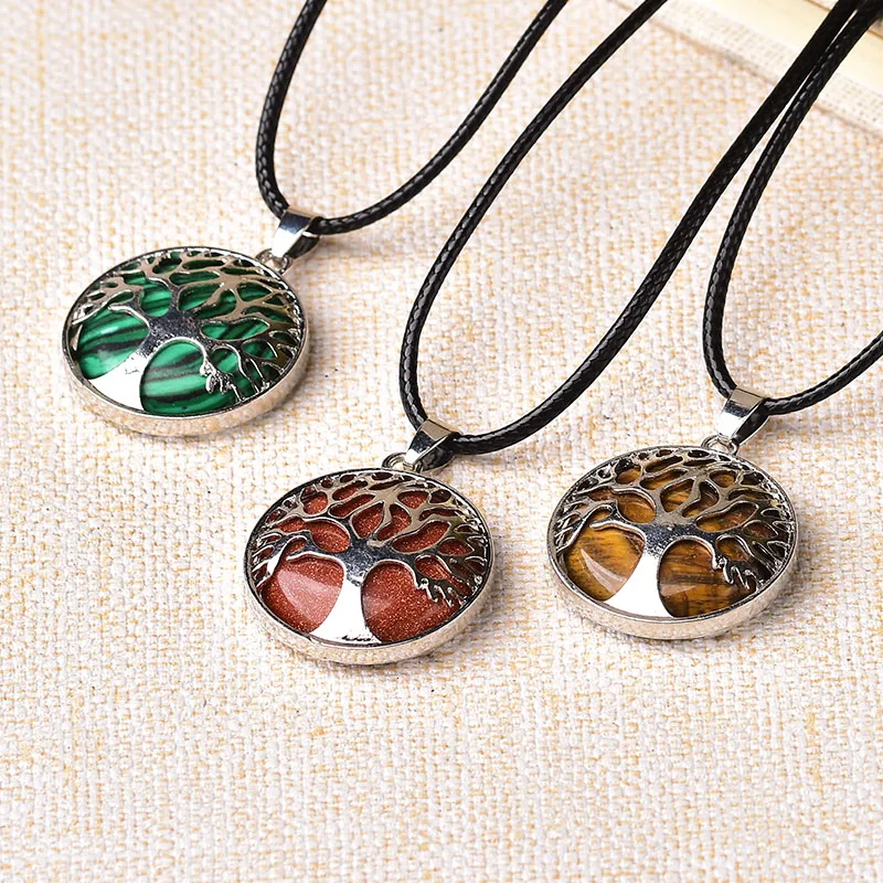 1pc Fashion Simple Natural Crystal Tree Of Life Pendant Crystal Quartz ...