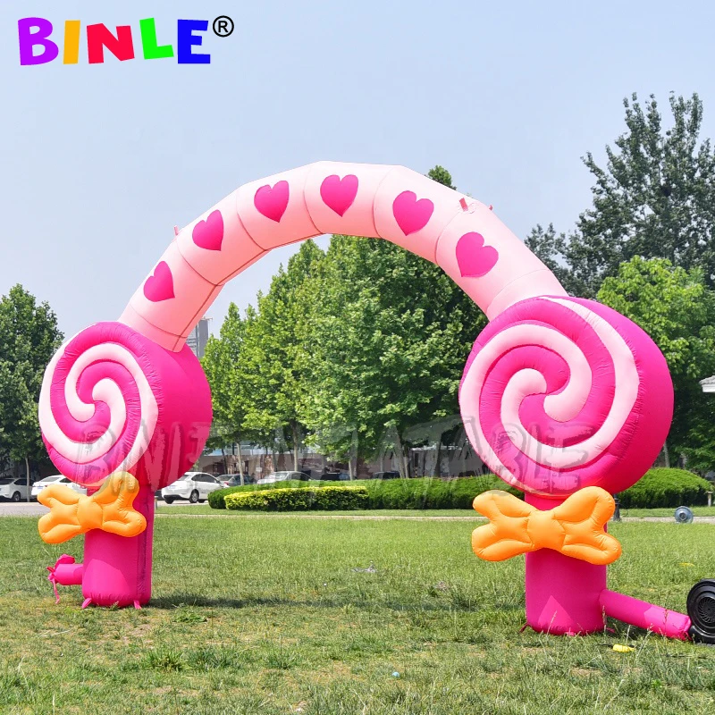 Customized outdoor lollipop inflatable arch pink inflatable archway for ...