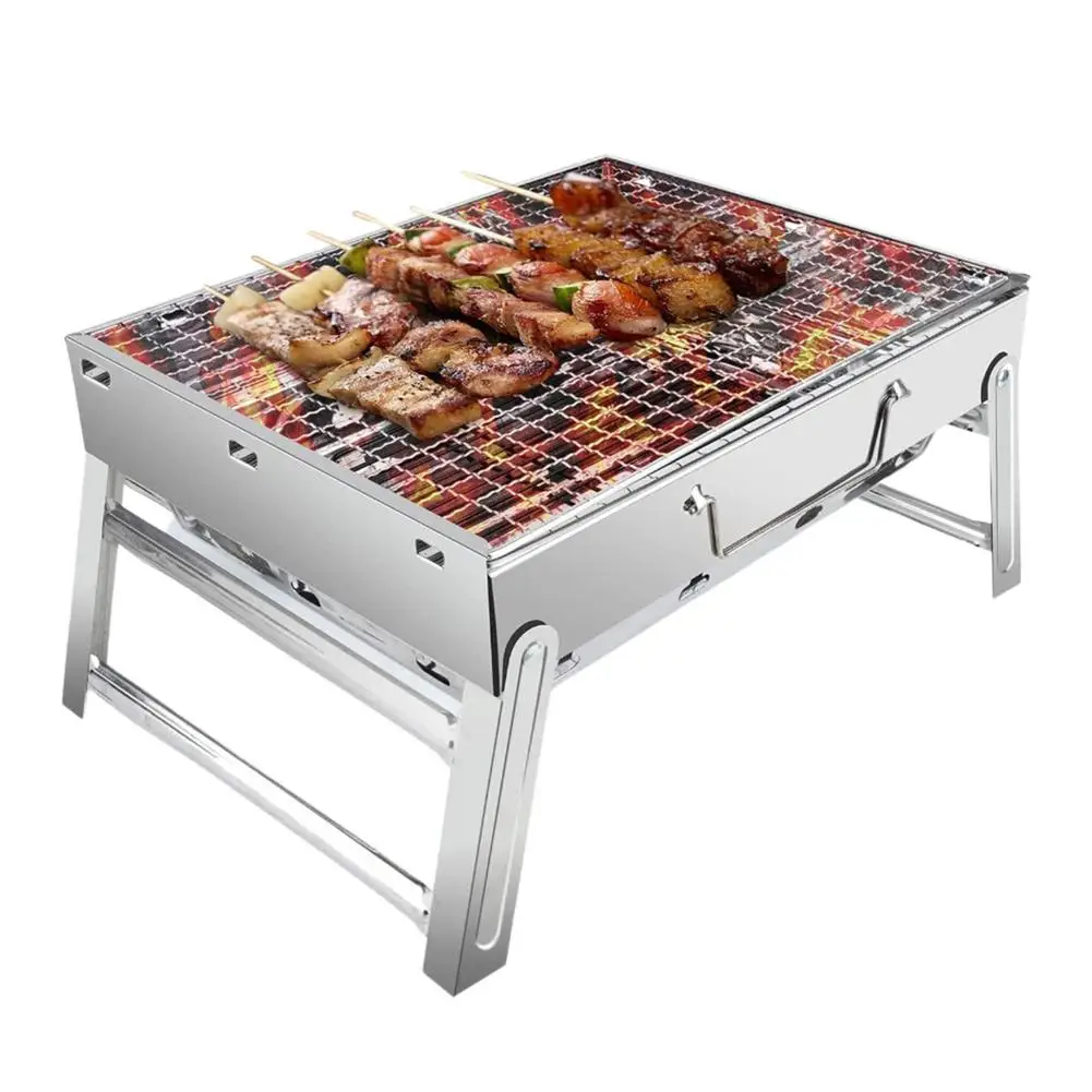 BBQ-Charcoal-Grill-Firewood-Foldable-Portable-Barbecue-Grills-Stainless-Steel-Folding-Grill-For ...