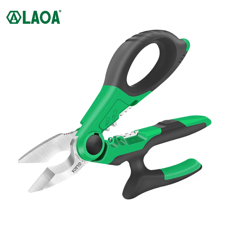 LAOA 7 Inch Electrician Scissors 1.5-4mm² Wire Cutter Stripping Cutting Terminal Crimping ...