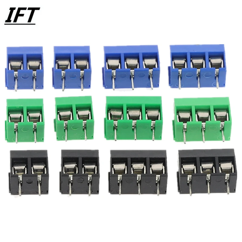 10 Pcs Kf301- 2p Screw 5.0mm Terminal Block 2 Pin 3 Pin Pcb Terminal ...