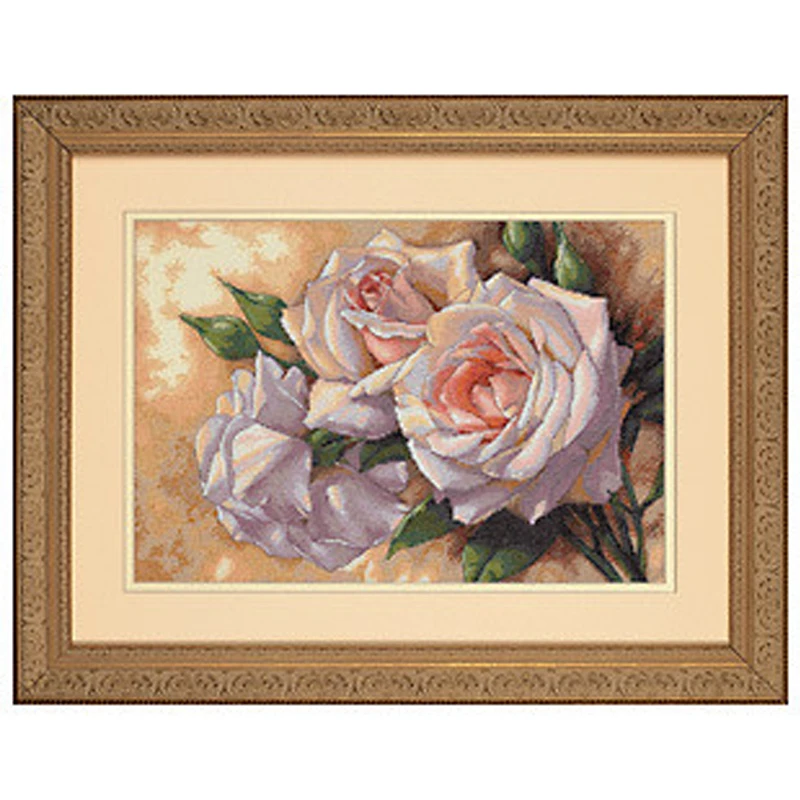 Amishop Gold Collection Lovely Counted Cross Stitch Kit White Roses ...