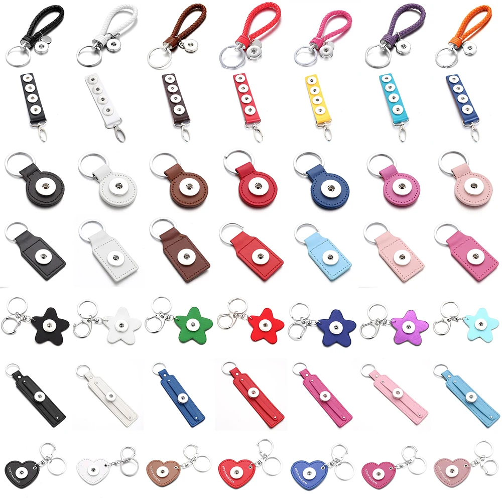 Hot Sale Top Popular Fashion Weave Pu Leather Key Chains 18mm Snap ...