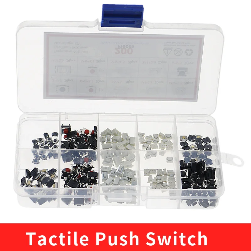200Pcs-box-10-Types-Tactile-Push-Button-Switch-Car-Remote-Control-Keys ...