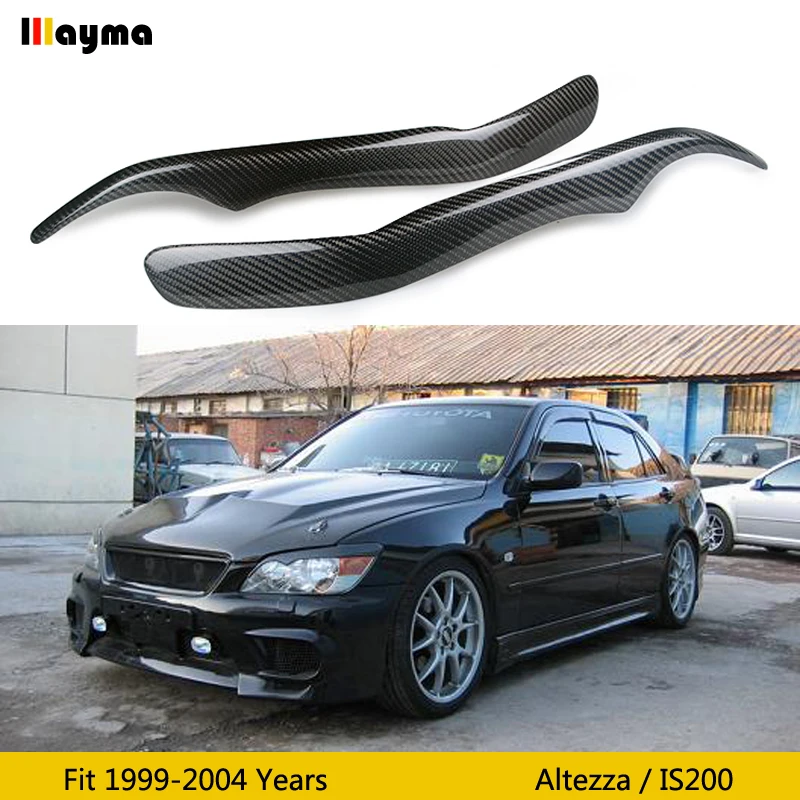 Carbon Fiber Car Headlight Eyebrow Cover Trim Sticker Head Lamp Eyelid ...