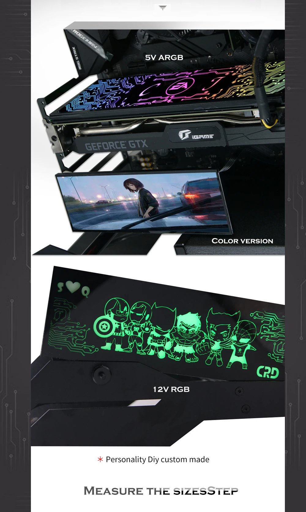 Customized Computer Case RGB Panel 5V/12V RGB Colorful Modding For VGA ...