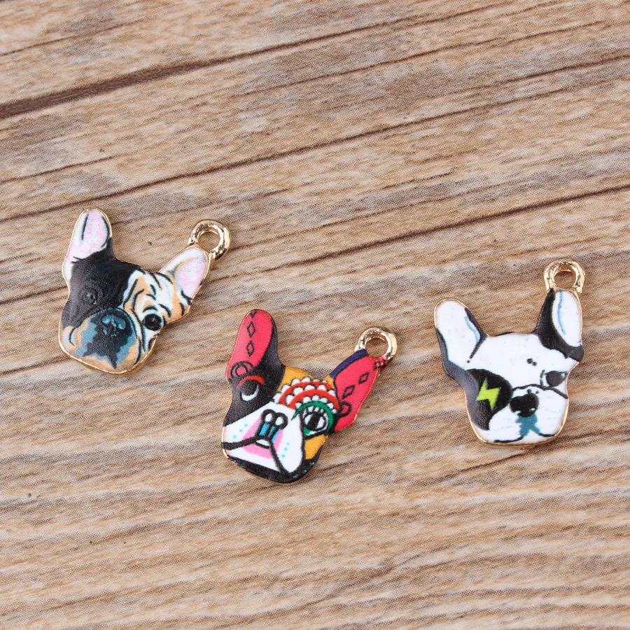 10pcs-Cute-Dog-Enamel-Charms-Metal-Gold-Pendants-Handmade-Craft-Charms ...