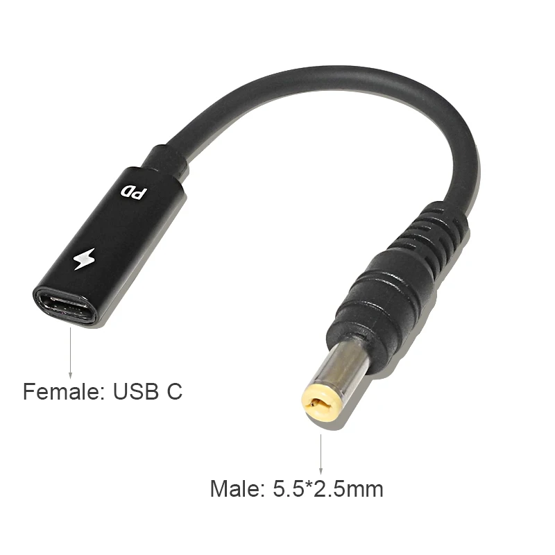 USB Type C Female to 5.5X2.5mm Male Plug Converter Cable for Asus ...
