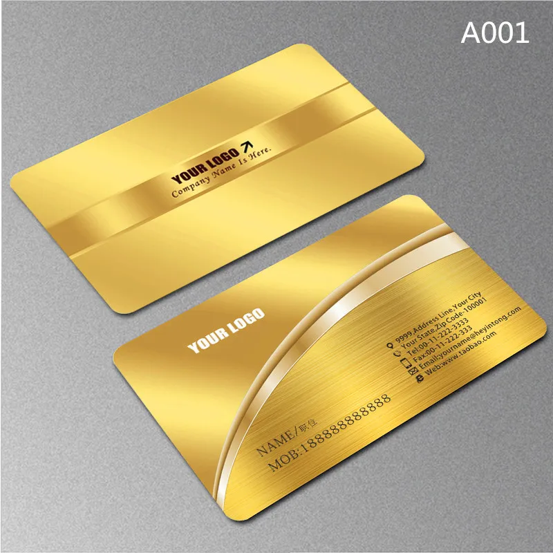 High-end-business-card-customized-0-38-mm-brushed-metal-silver-PVC ...