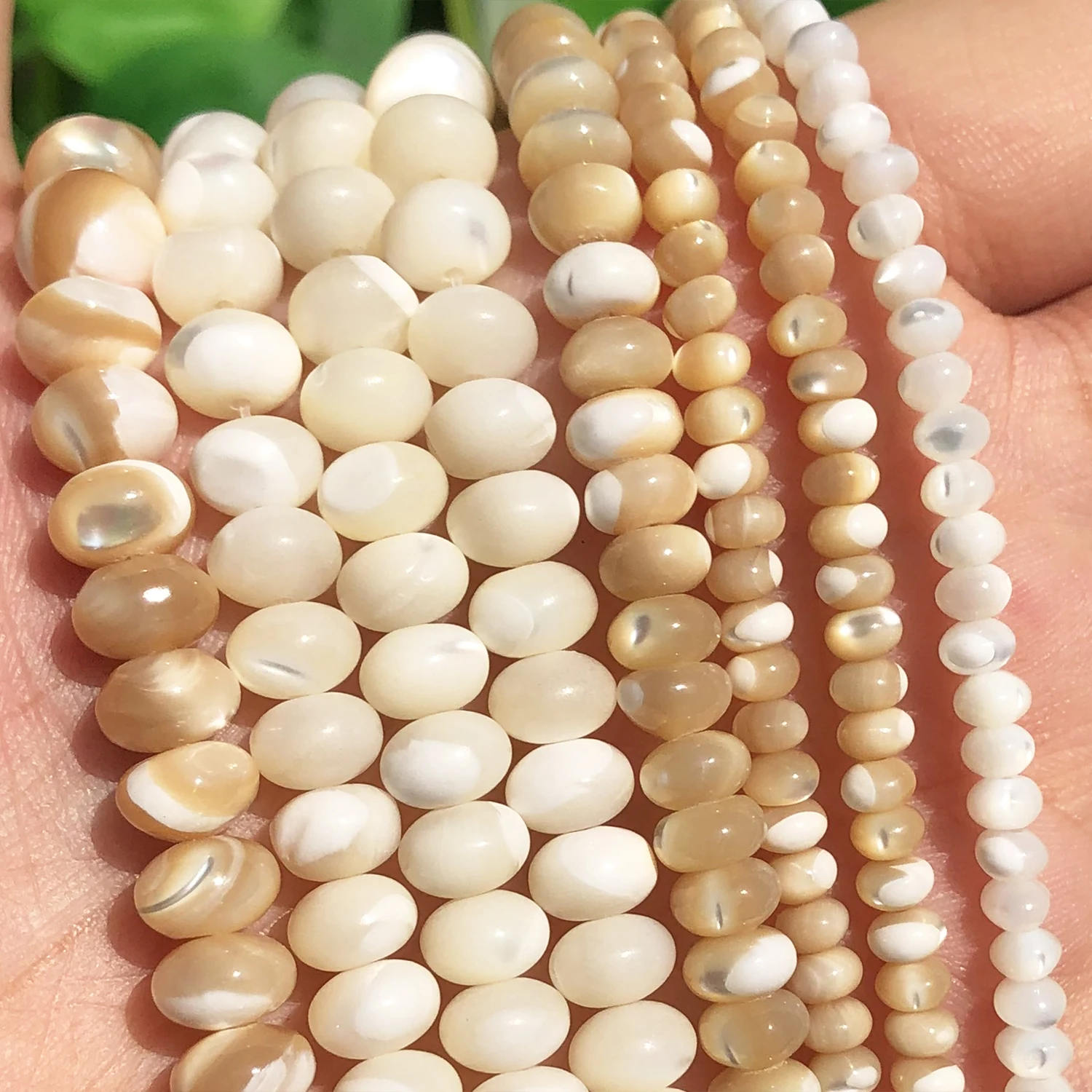 Natural-Mother-Of-Pearl-Mop-Shell-Rondelle-Beads-White-Beige-Round ...