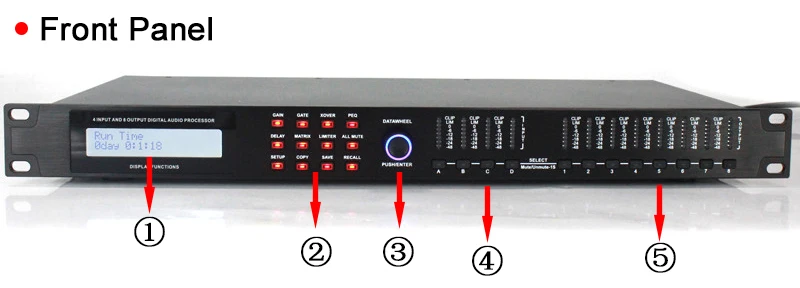 Digital audio processor 4 input 8 output loudspeaker management system AD48