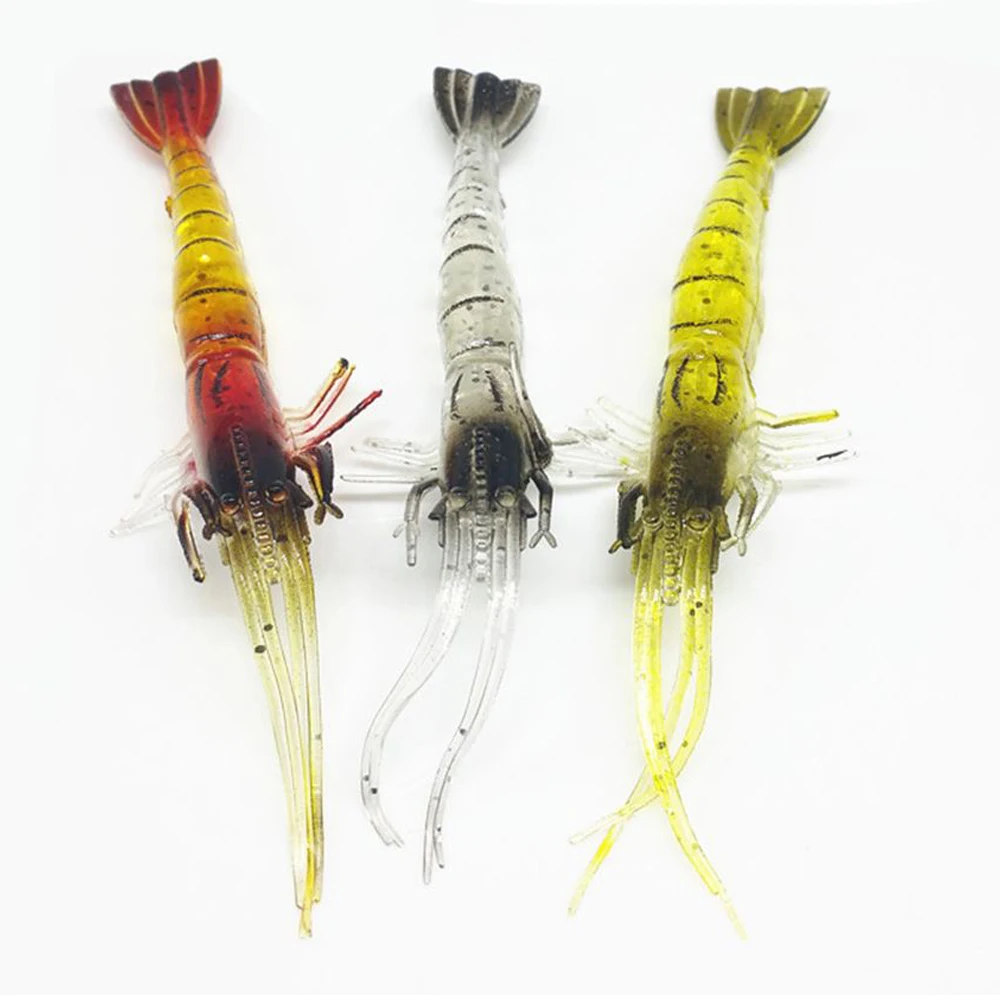 4/5Pcs Shrimp Silicone Artificial Bait Silicone Prawn Lure Single Hook ...