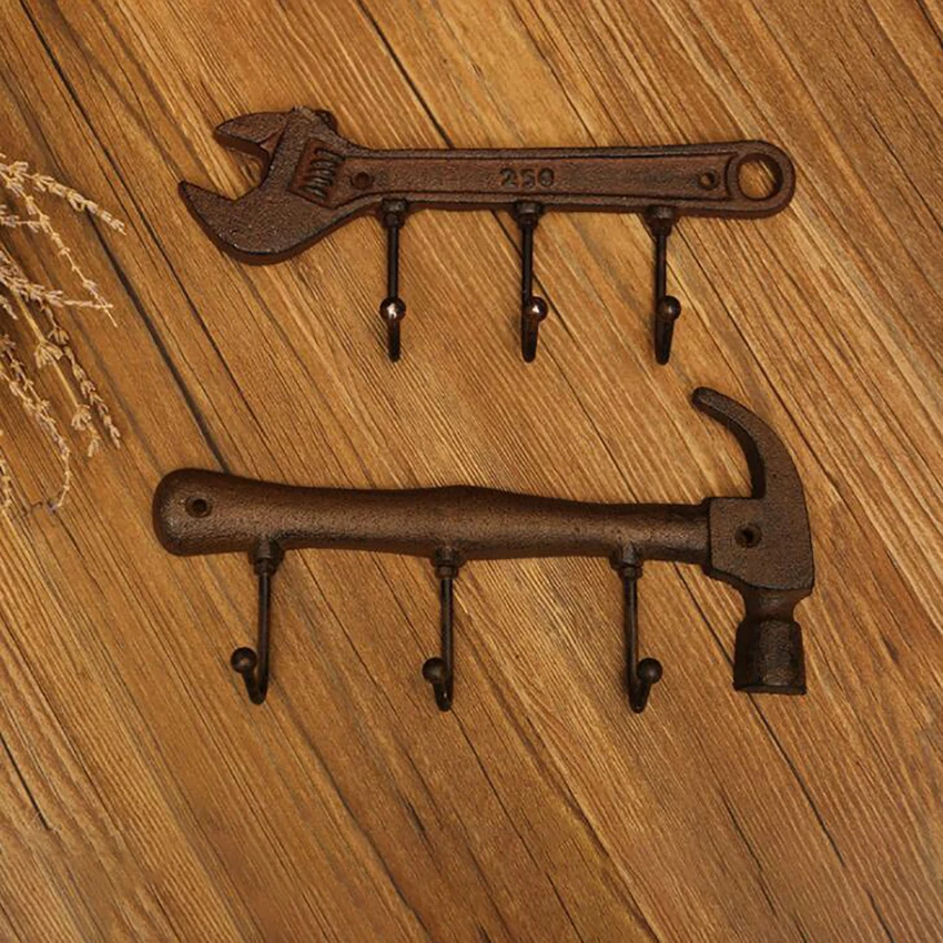 Creative Wall Hook Hanger Wall Mounted Vintage Iron Hammer / Wrench ...