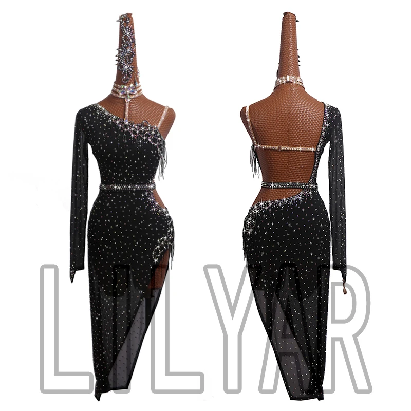 New-Latin-Competition-Performance-Adult-Custom-Black-Shoulder-Sexy ...