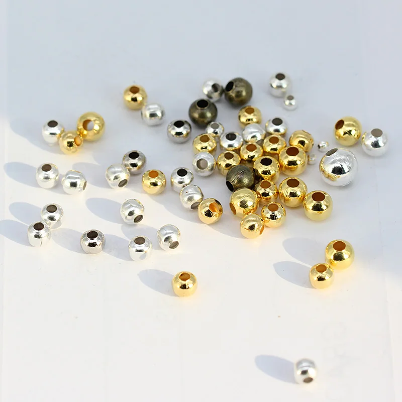 200-Bronze-Gold-Silver-plated-Metal-Smooth-Round-Ball-charms-spacer ...